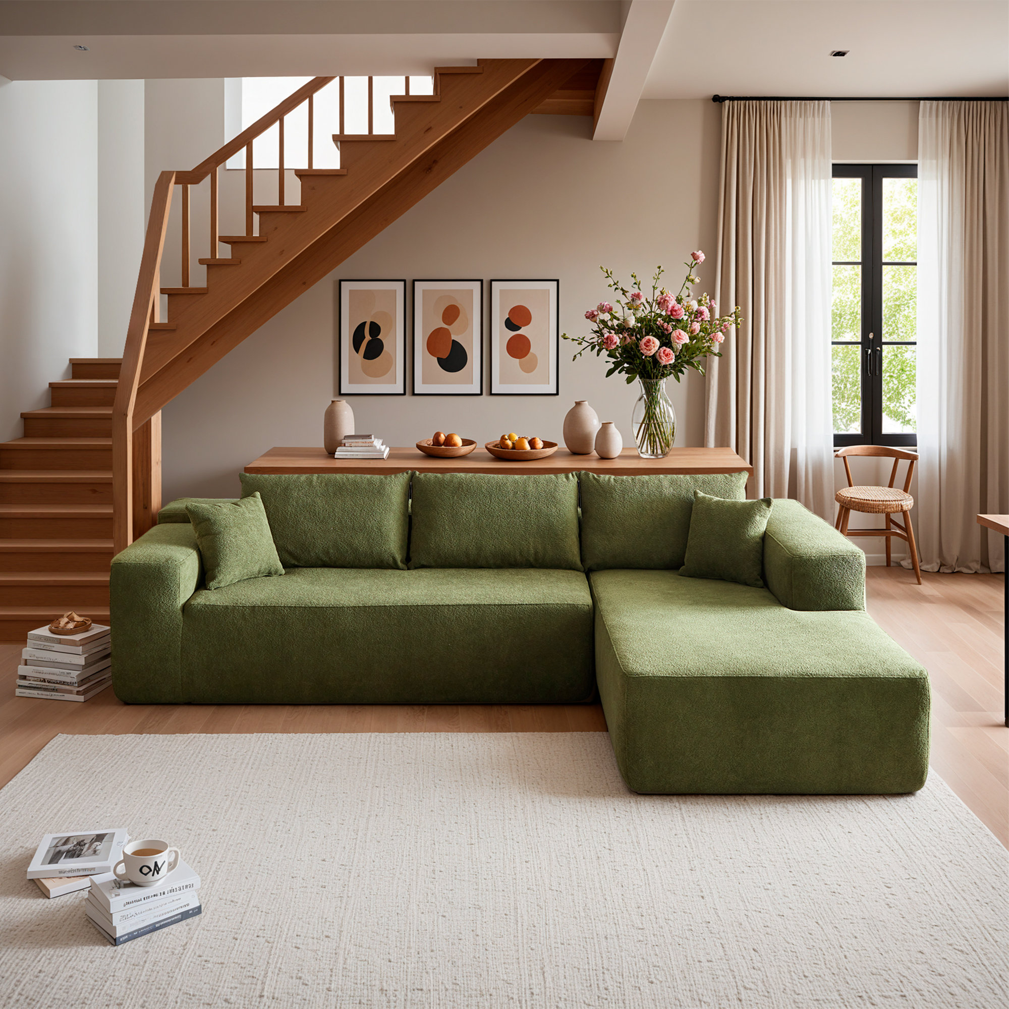 Latitude Run® 106" Cloud Upholstered Sectional Couch With L-shape Chaise Modern Modular Sofa For ...